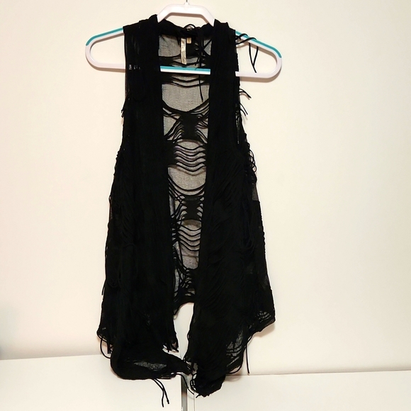 Adiktd | Tops | Adiktd Fringe Long Sheer Vest | Poshmark